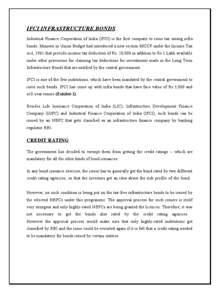 Ifci Infrastructure Bonds | PDF | Bonds (Finance) | Financial Markets