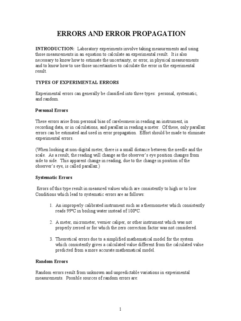 Error Propagation Lab Recent222 | PDF | Observational Error | Errors ...