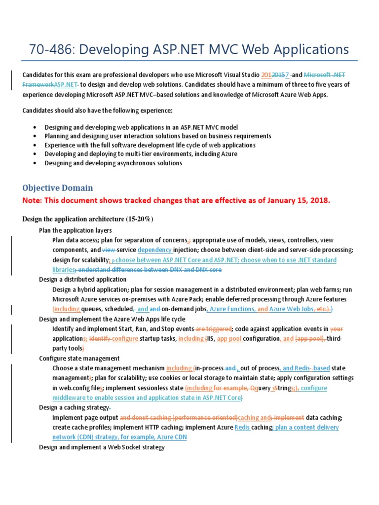 70-486 Exam Changes | PDF | Web Application | Microsoft Azure