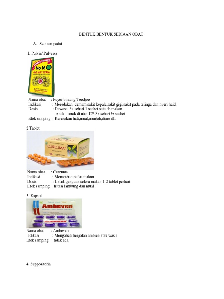 Jenis dan Contoh Sediaan Obat | PDF