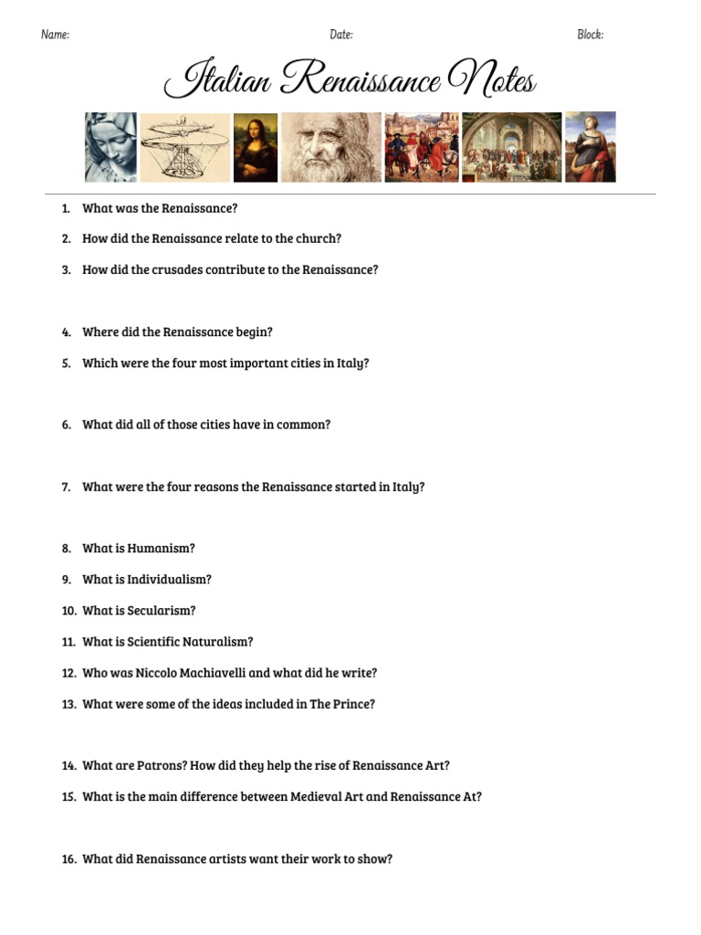 Italian Renaissance Overview and Key Concepts | PDF