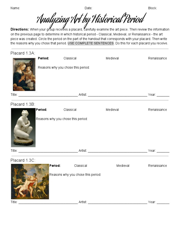 Art Analysis by Historical Period | PDF