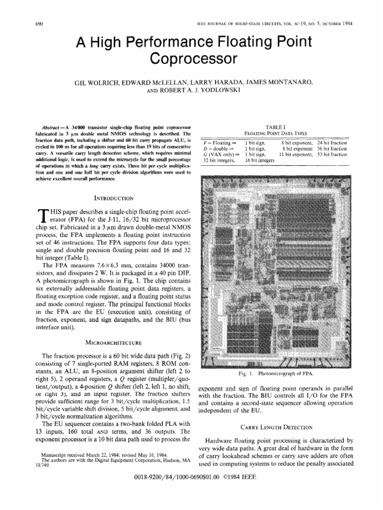 A High Performance Floating Point Coprocessor | PDF | Central Processing Unit | Multiplication