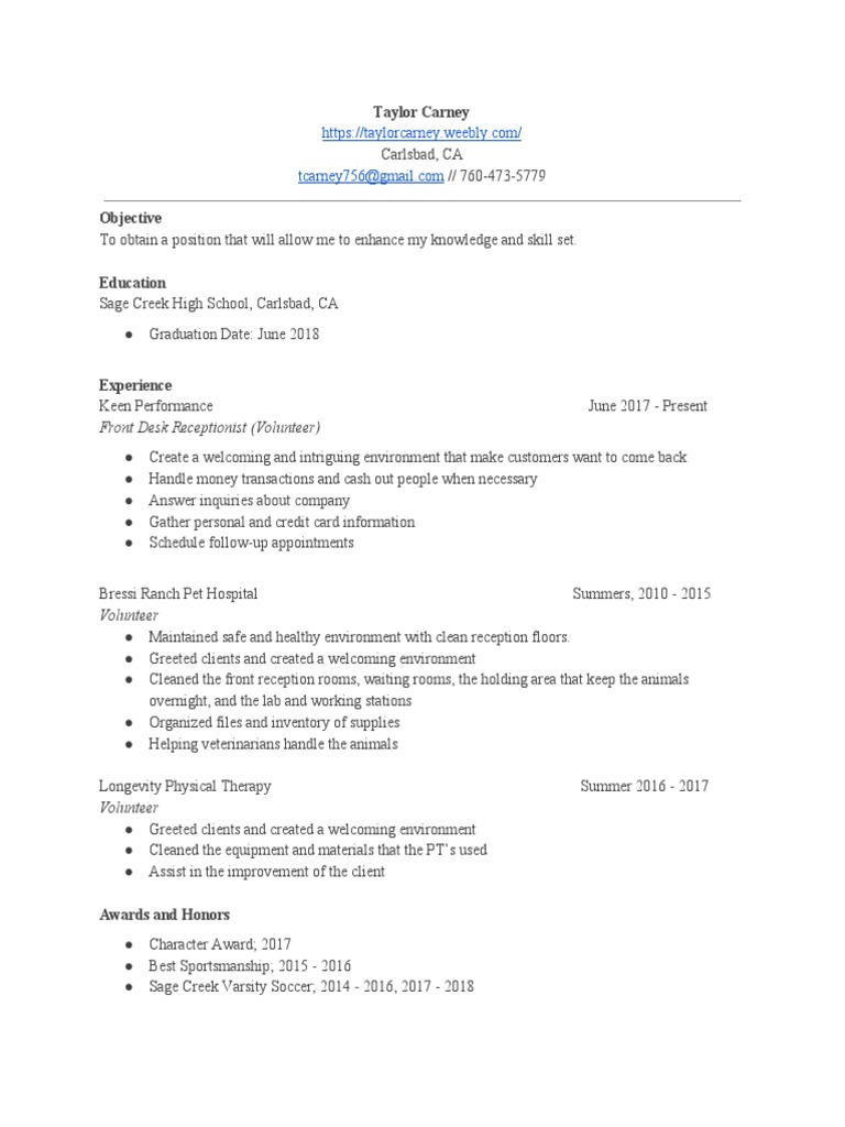 Taylor Carney Resume | PDF