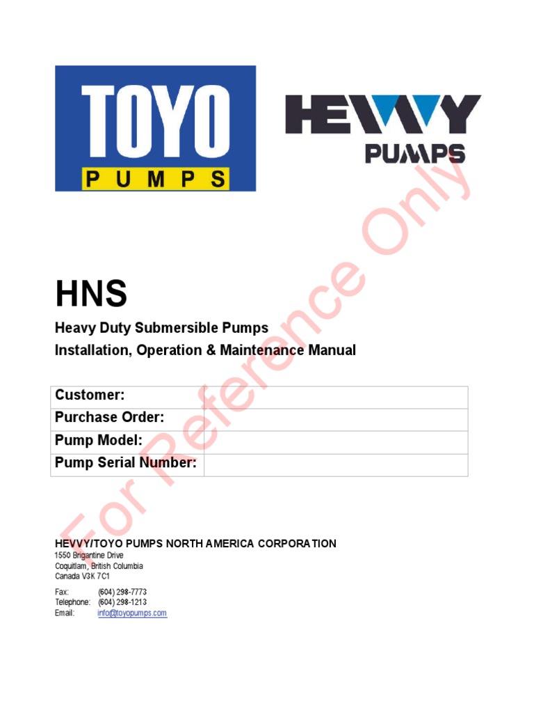 TOYO - HNS Manual - Referencial | PDF | Pump | Arbitration