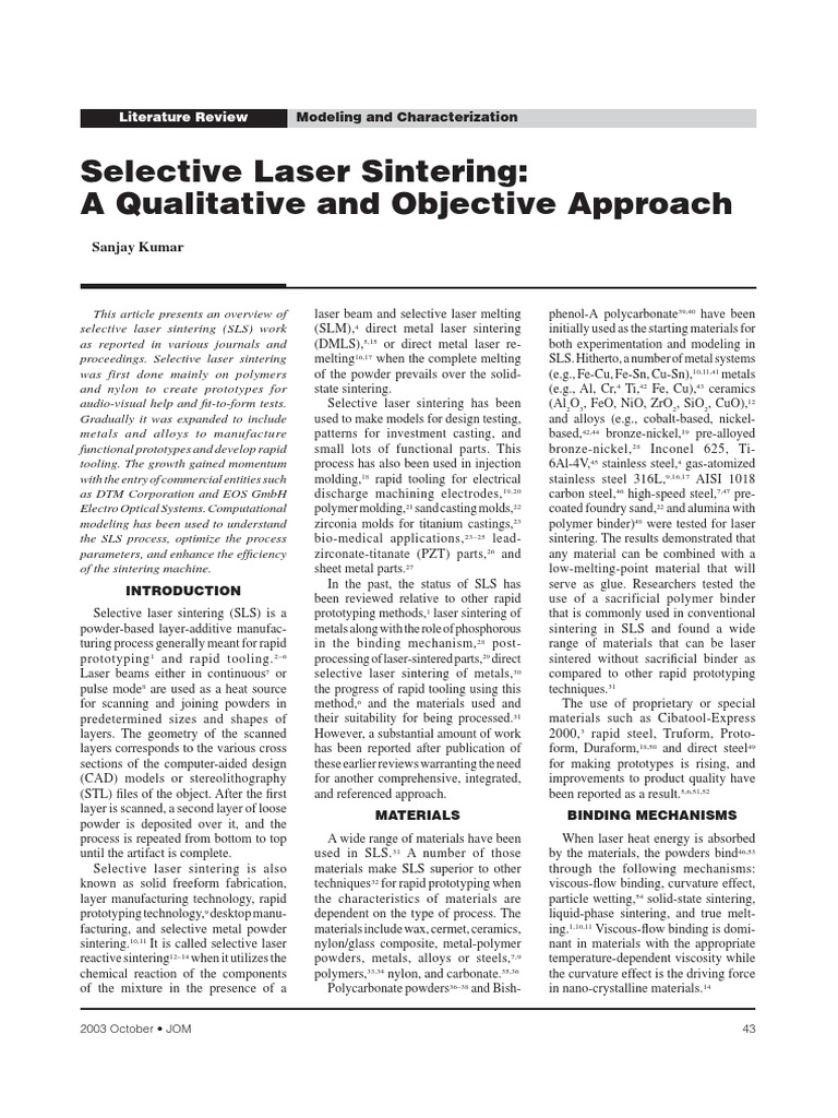 Selective Laser Sintering Overview | PDF | Sintering | Metals
