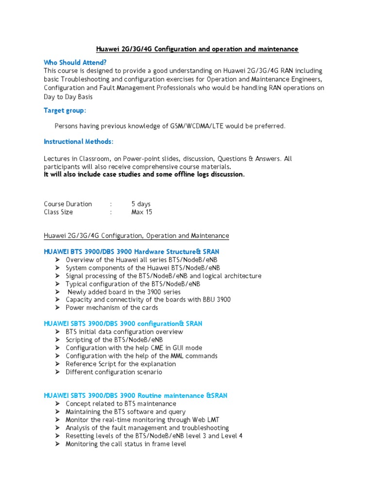 Huawei 2G - 3G - 4G RAN Configuration | PDF | Backup | 4 G