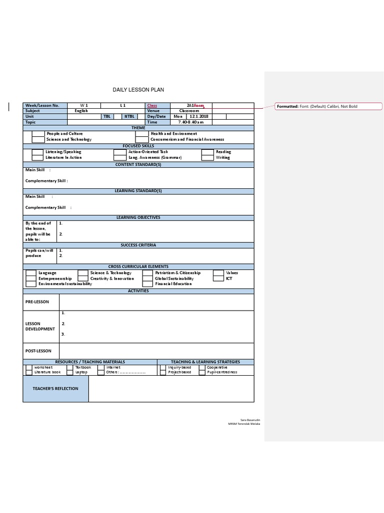 CEFR - Aligned Lesson Plan Template For F1 | PDF | Lesson Plan ...
