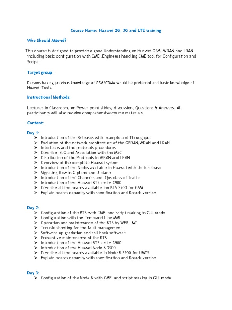 Huawei 2G, 3G, Lte | PDF | Lte (Telecommunication) | Data Transmission