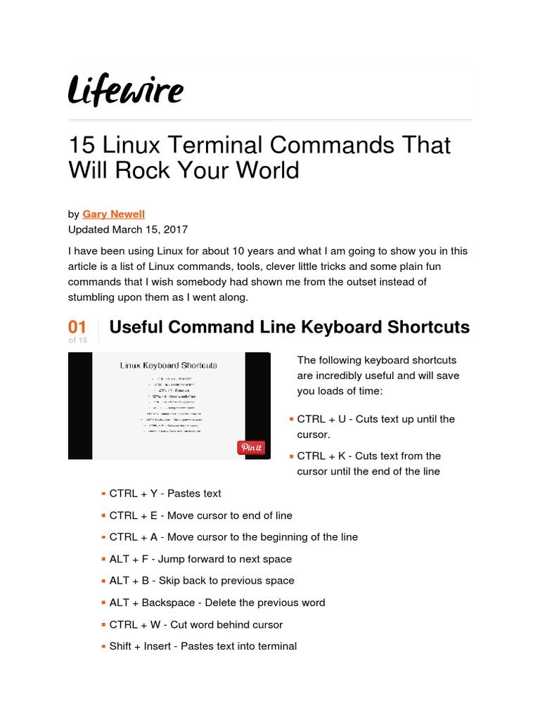 15 Linux Terminal Commands That Will Rock Your World Pdf Secure Shell Command Line Interface