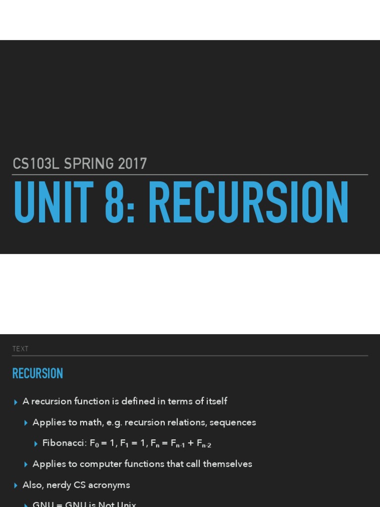 Unit 8 - Recursion | PDF | Recursion | Subroutine