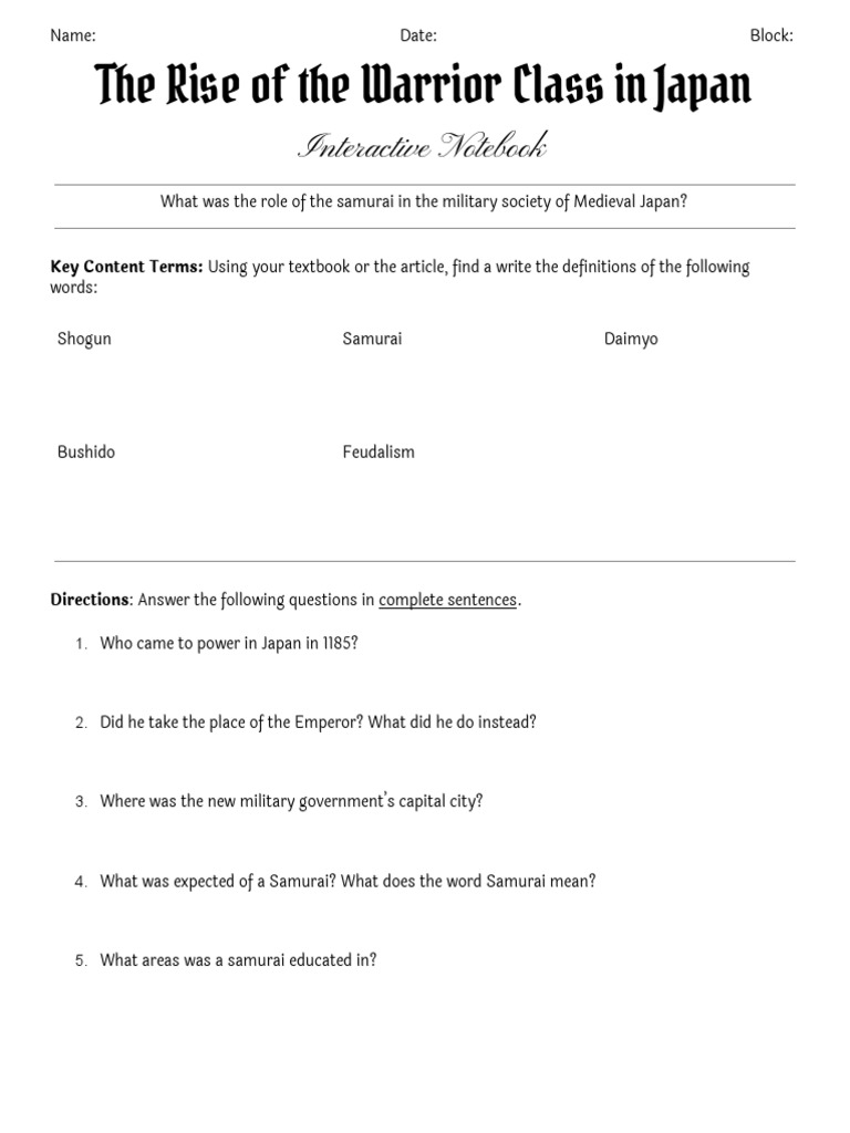 Notebook The Rise of The Warrior Class in Japan | PDF | Samurai | Bushido