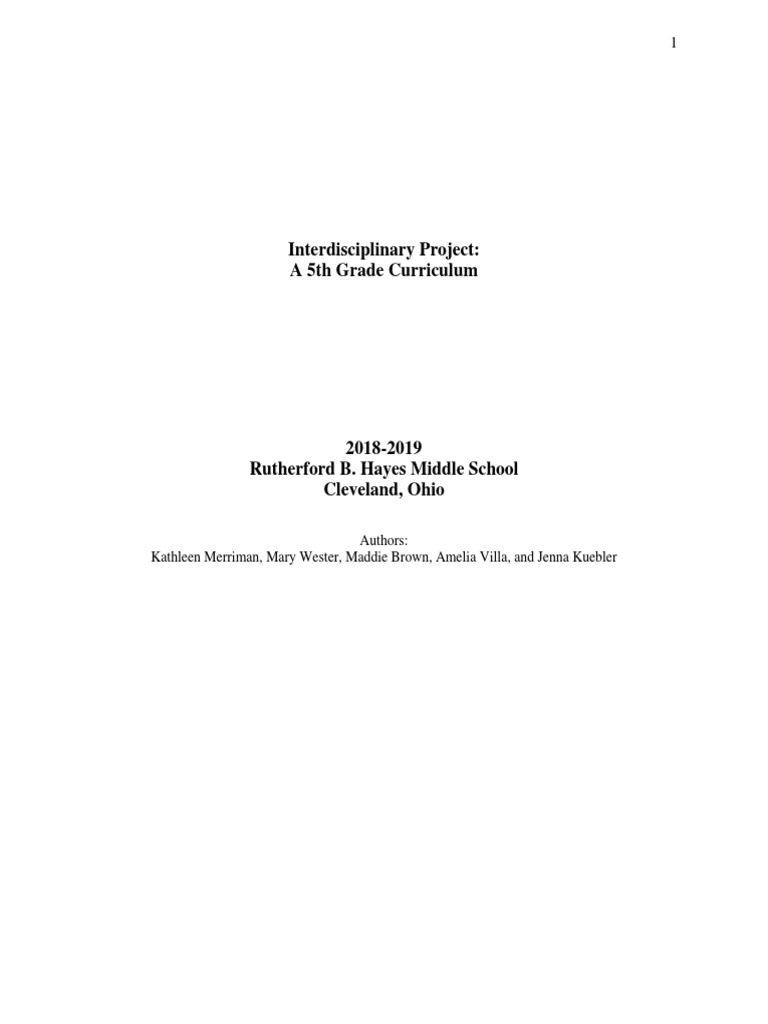 Interdisciplinary Project Edu 360 Final Draft Pdf Reading