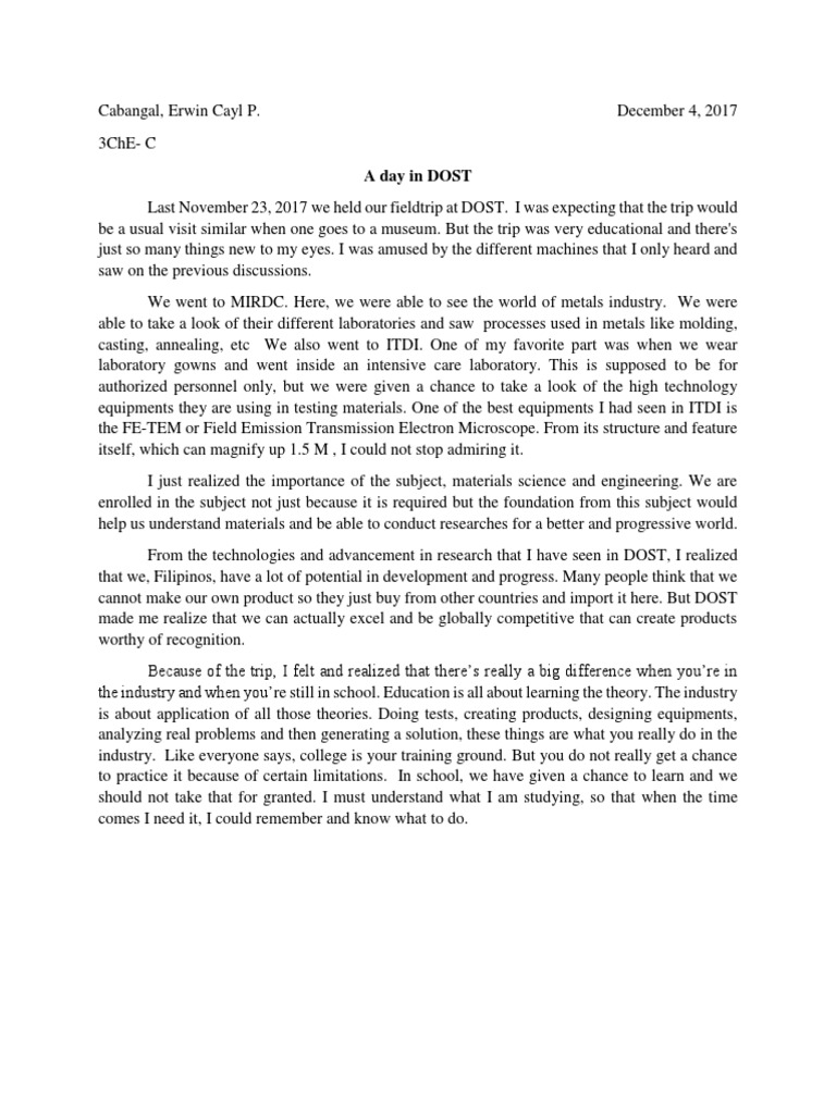 Reflection Paper | PDF | Materials Science | Laboratories