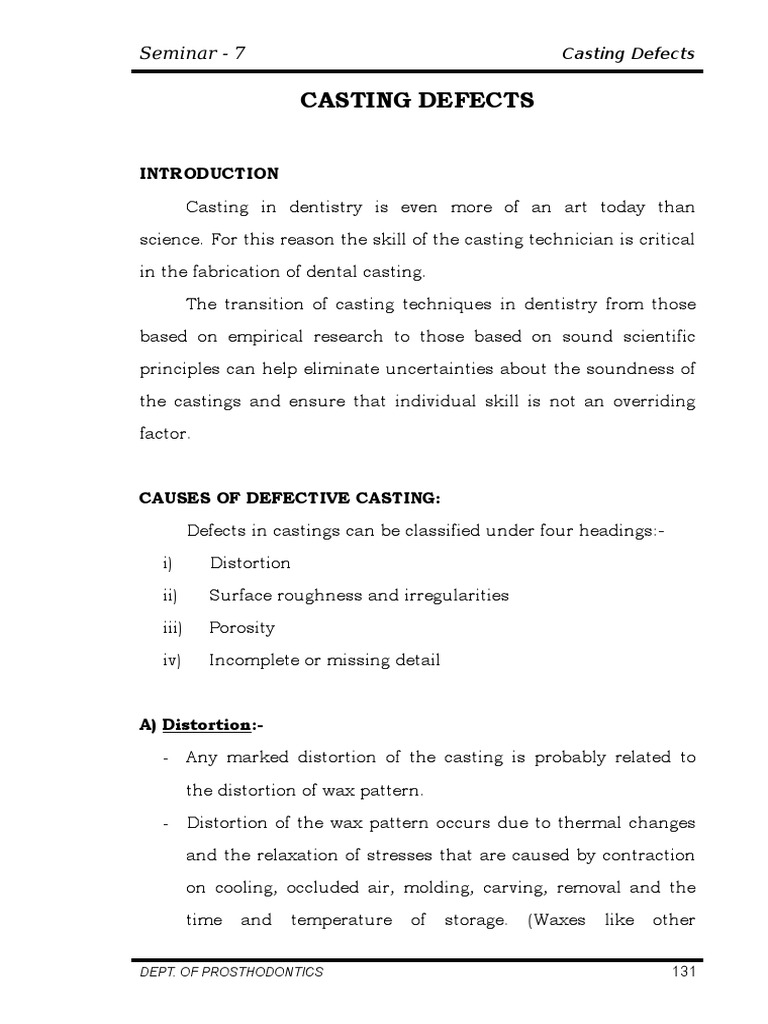 Casting Defects | PDF | Casting (Metalworking) | Chemical Product Engineering