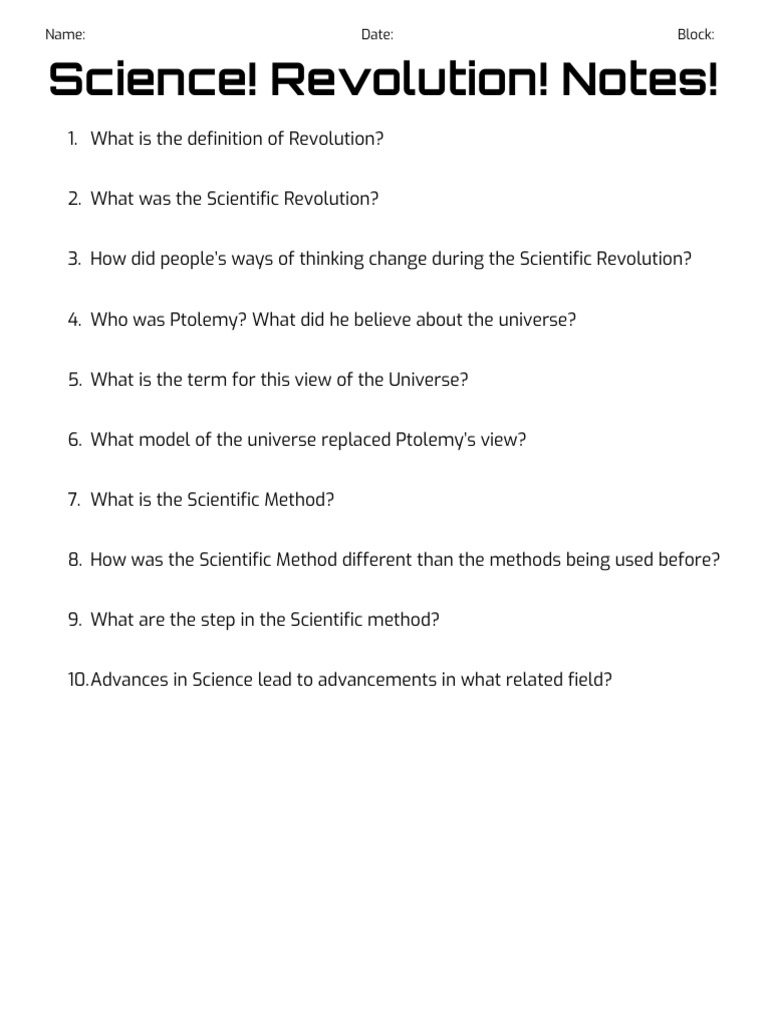 Scientific Revolution Notes | PDF | Science & Mathematics