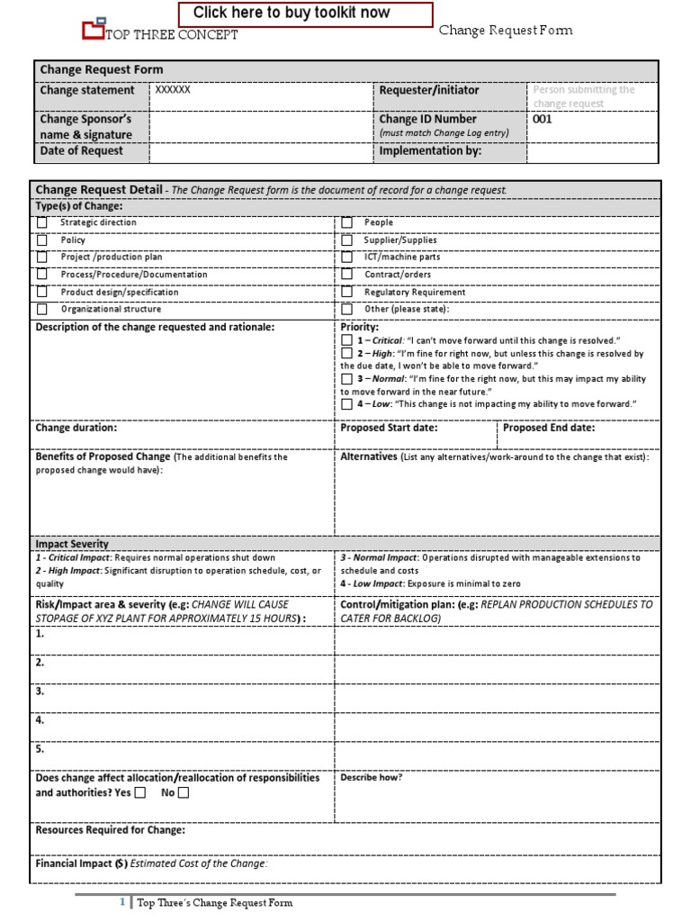Change Request Form Template | PDF | Accountability | Leadership