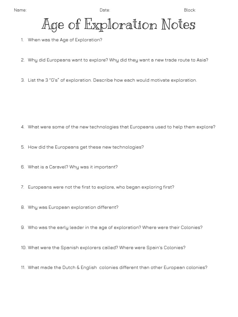 Age of Exploration Notes | PDF