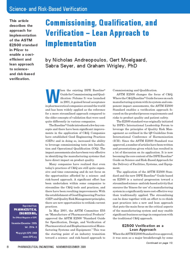 Commissioning, Qualification, and Verification - Lean Approach To ...