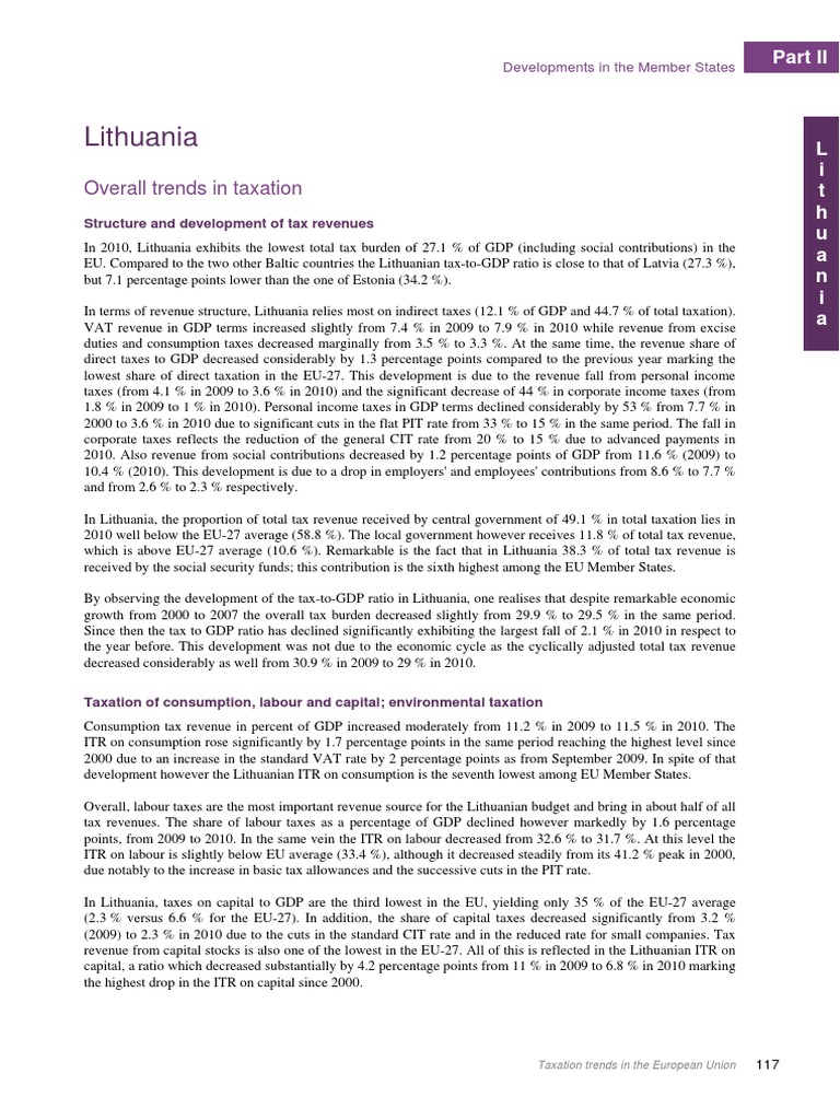 Lithuania's Taxation Trends 2010 | PDF | Lithuania | Taxes