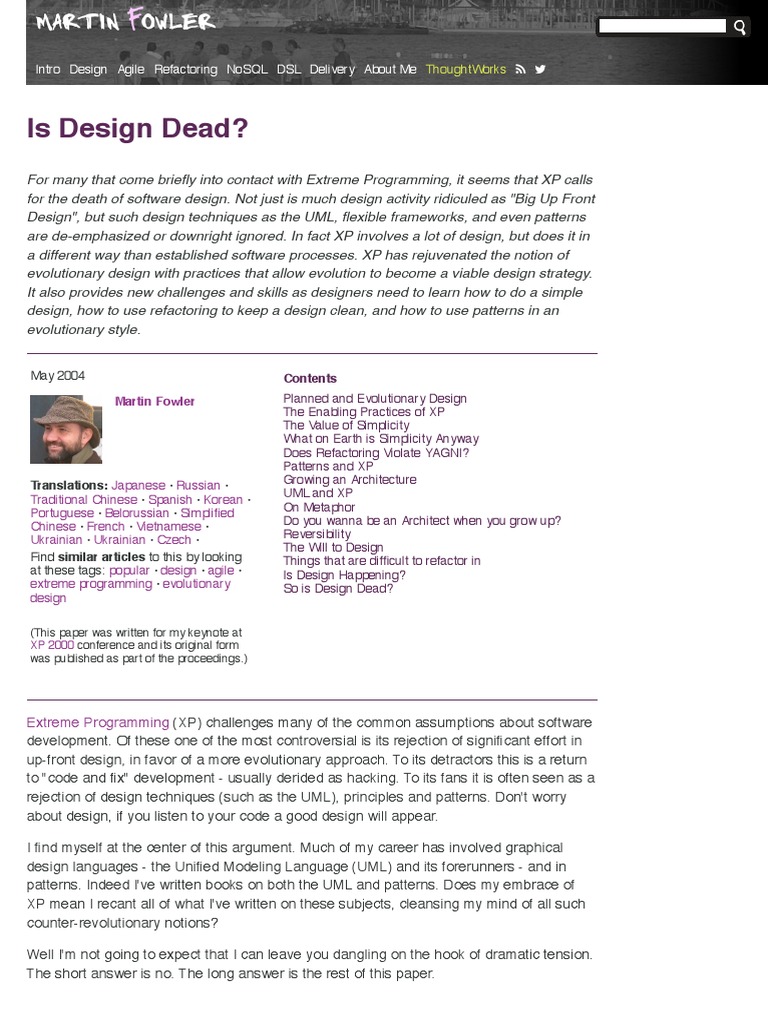 Is Design Dead | PDF | Agile Software Development | Software Development