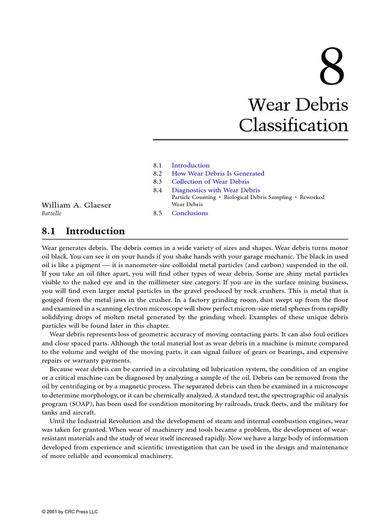 Wear Debris Analysis | PDF | Wear | Chemical Substances