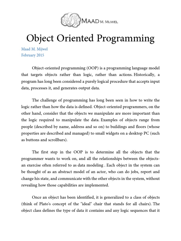 Object Oriented Programming | PDF | Object Oriented Programming | Class ...
