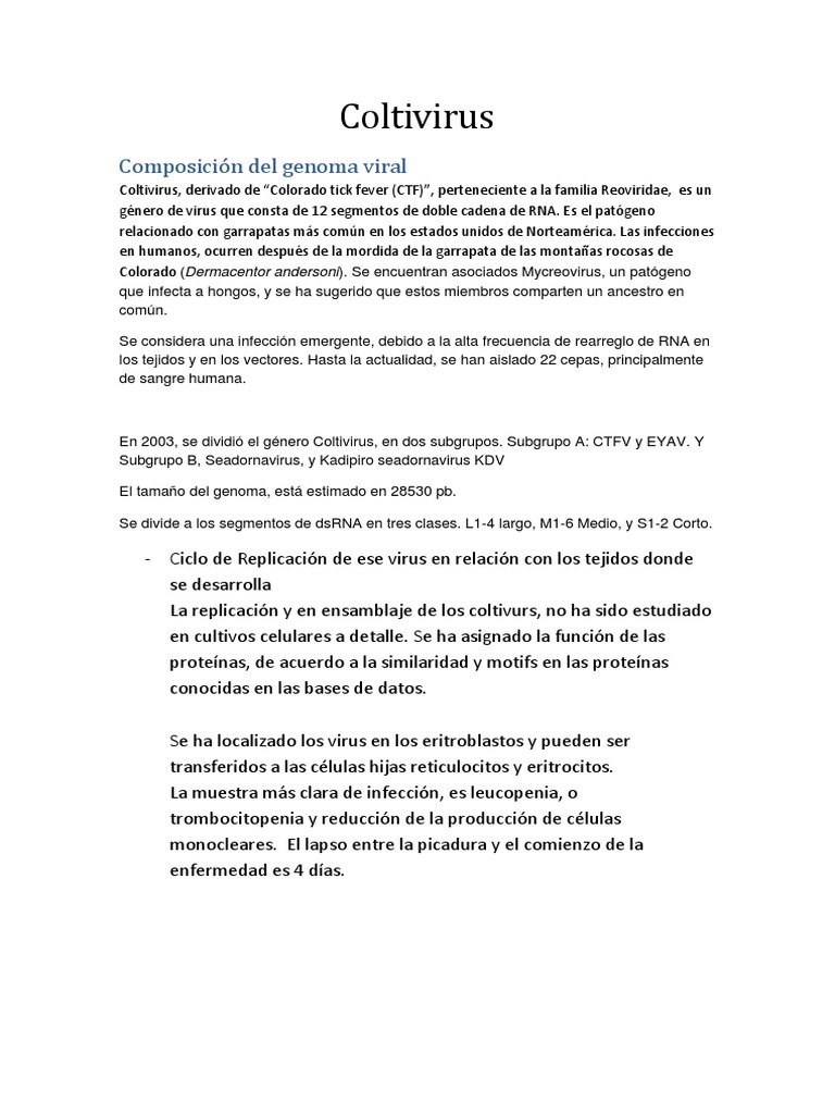 Colt I Virus | PDF | Virus | Biología