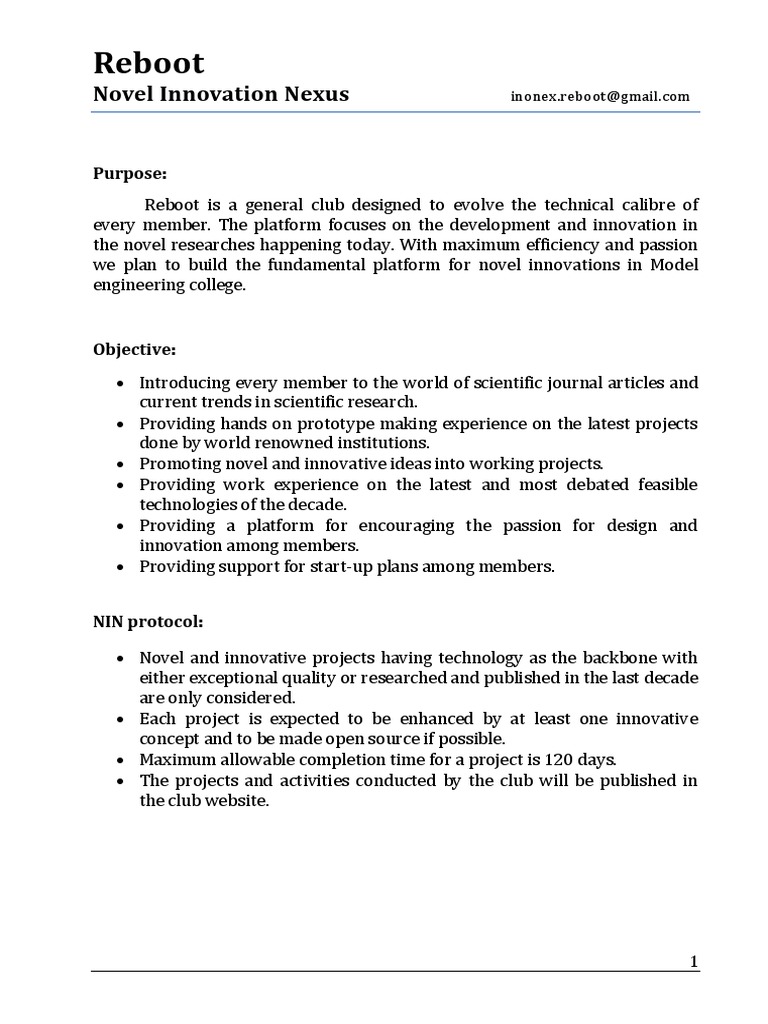 Reboot Complete Documentation | PDF | Innovation | Prototype