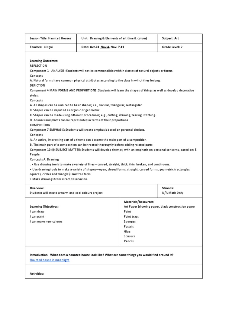 Lesson 5 Haunted Houses | PDF | Shape | Composition (Visual Arts)