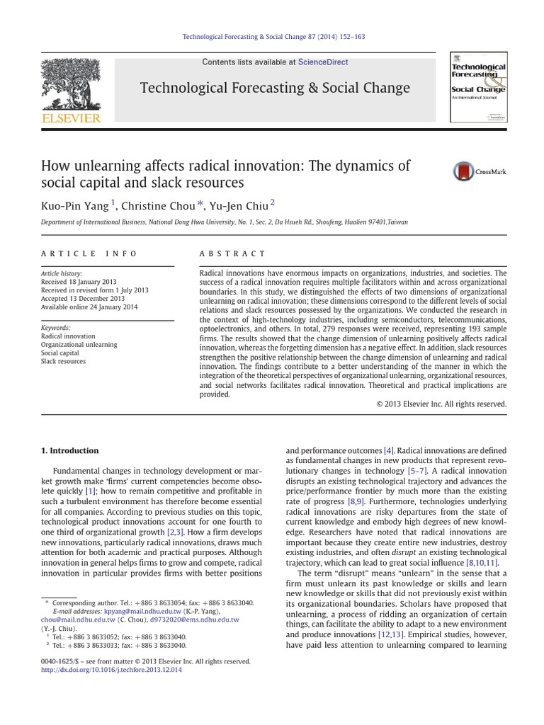 Technological Forecasting & Social Change: Kuo-Pin Yang, Christine Chou ...