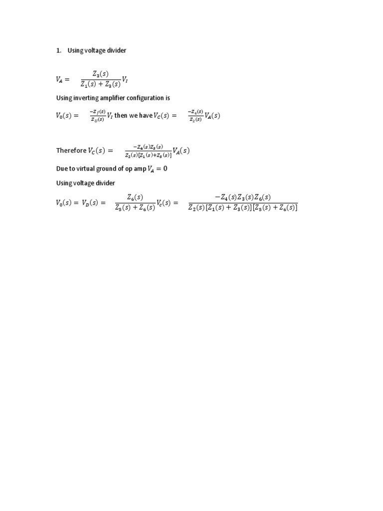 Deriving the Transfer Function of a Voltage Divider Circuit Using an ...