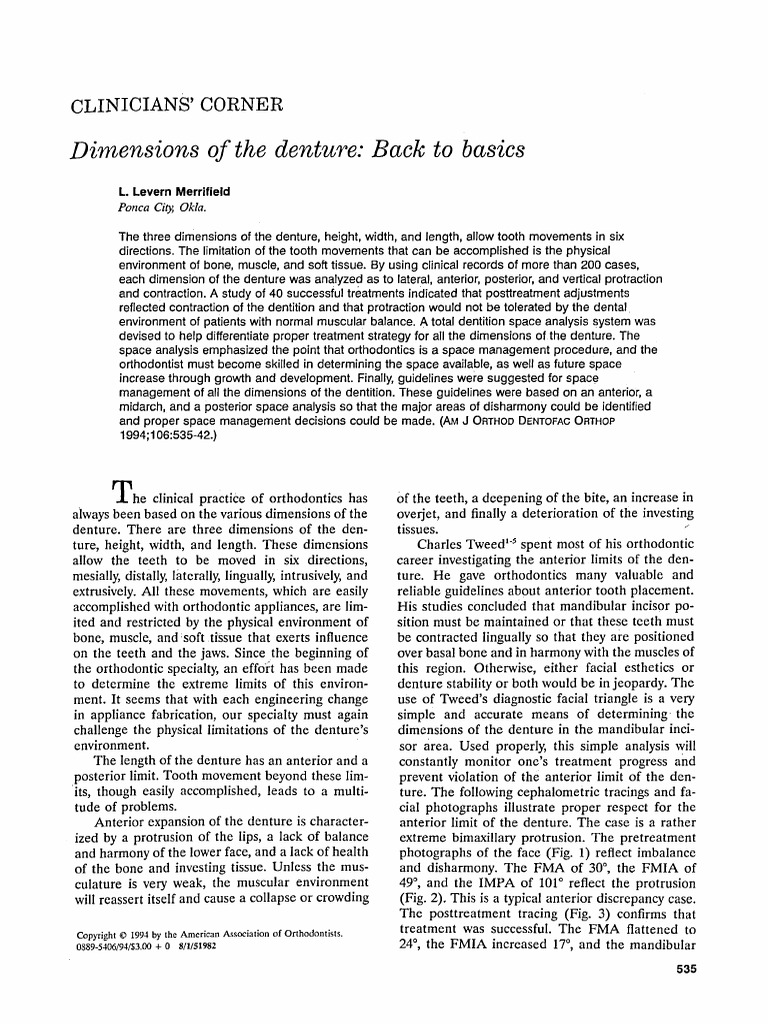 Dimensions of The Denture | PDF | Dentures | Dental Anatomy