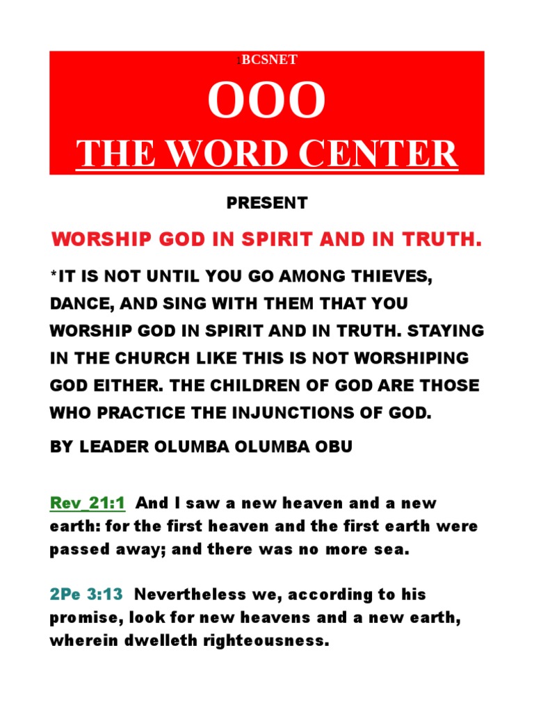 Worship God in Spirit and in Truth | PDF | God In Christianity ...