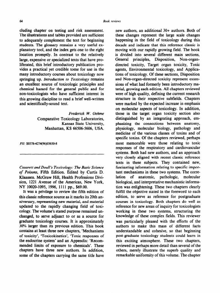 Introduction To Toxicology: Reviews | PDF | Toxicology | Toxicity