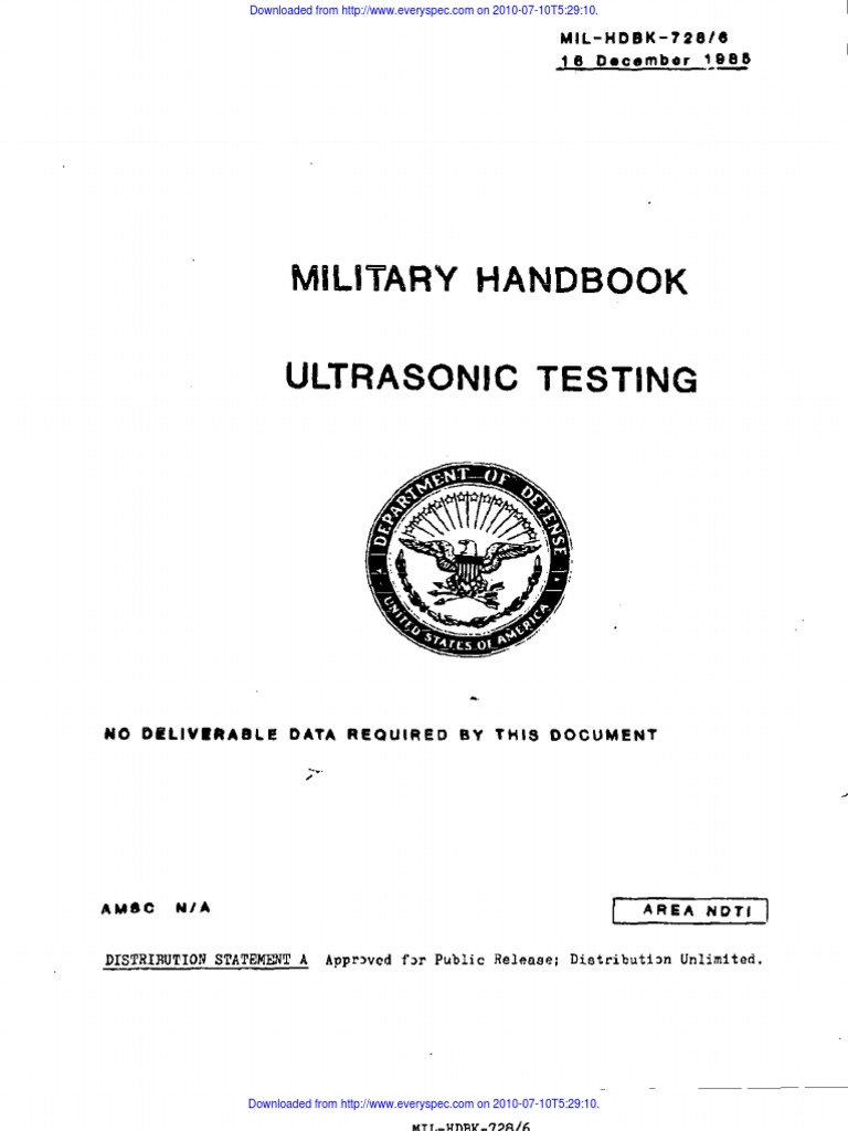 Mil HDBK Ultrasonic Testing | PDF | Waves | Wavelength