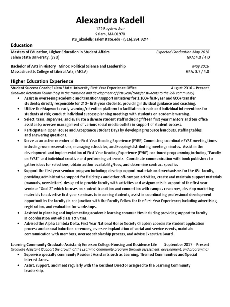 Alexandra Kadell Resume | PDF | Educational Assessment | Academia