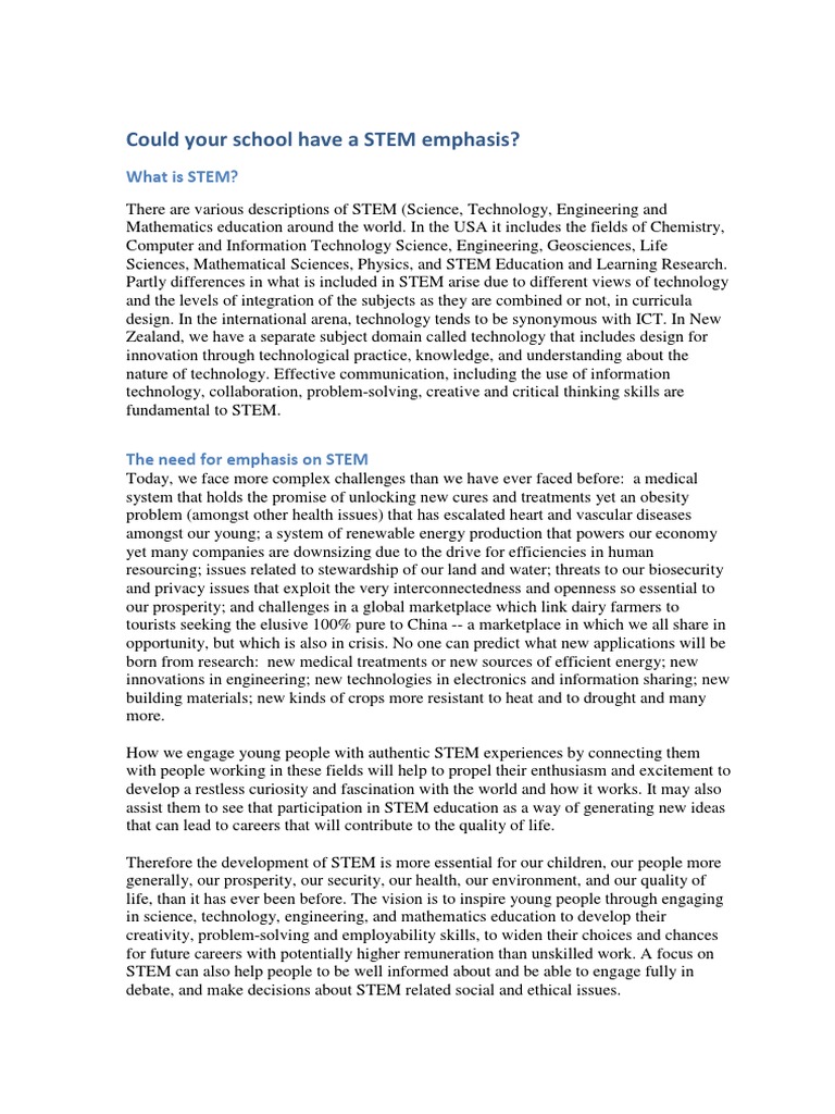 STEM Emphasis For Your School | Download Free PDF | Science, Technology ...