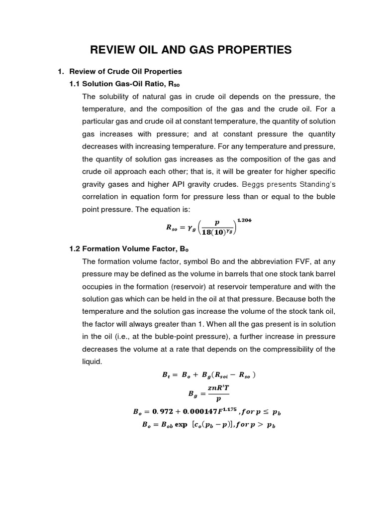 Review Oil and Gas Properties | PDF | Gases | Pressure