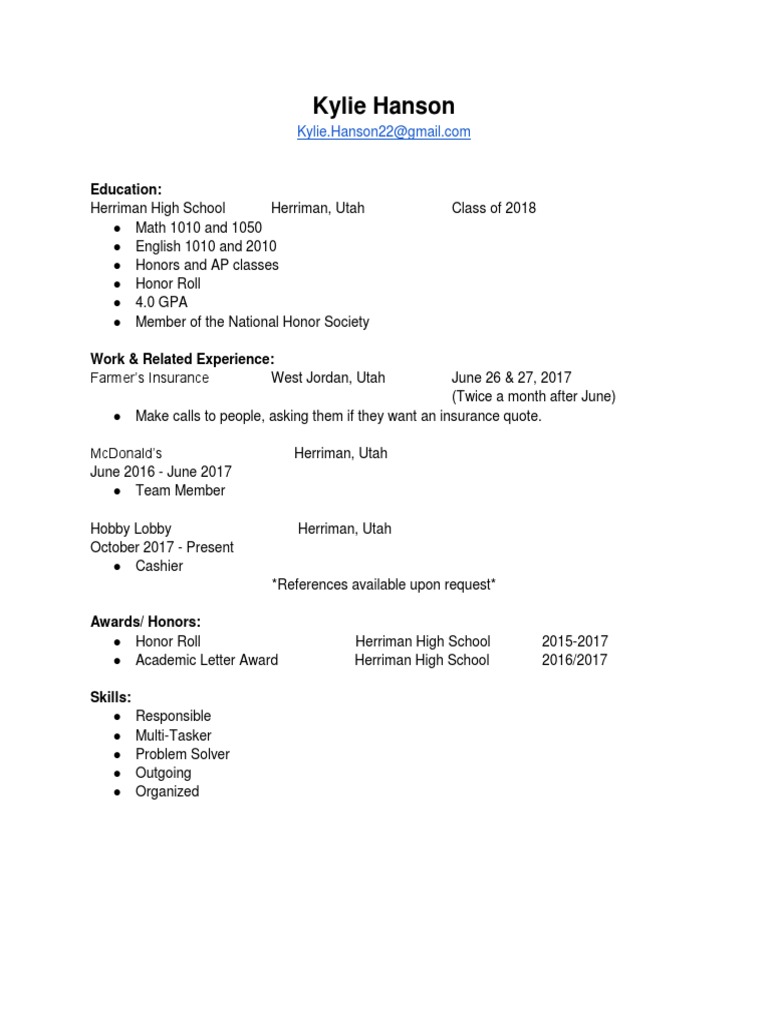 Kylie Hanson: Education | PDF