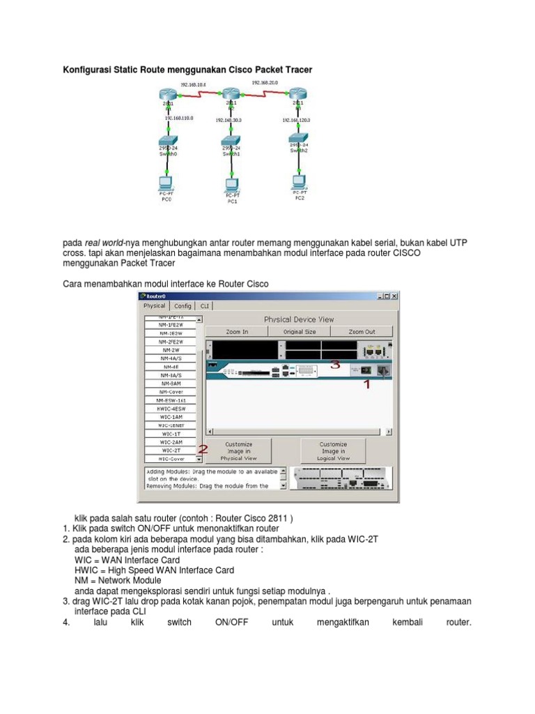 Konfigurasi Static Route Menggunakan Cisco Packet Tracer | PDF | Sains ...