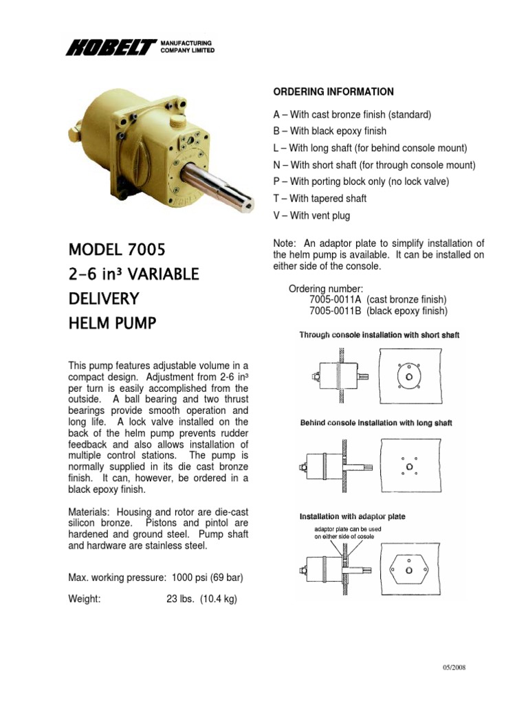 Helm Pump Kobelt 7005 | PDF