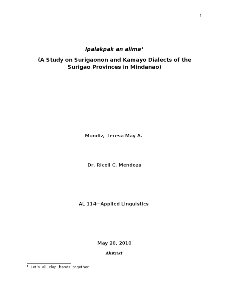 Surigaonon and Kamayo Dialects Study | PDF | Human Communication ...