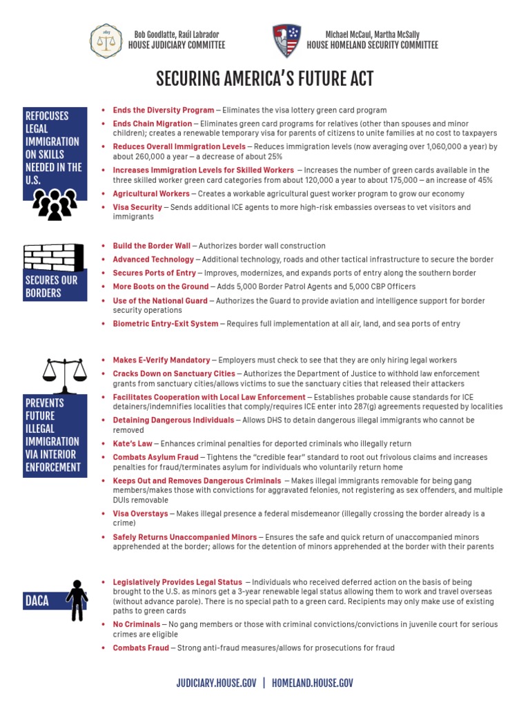 Securing Americas Future Act Final | PDF | Illegal Immigration To The ...