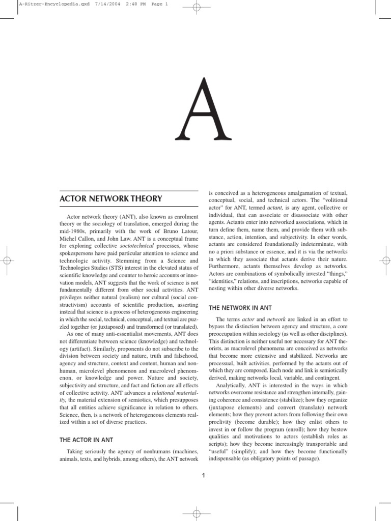 Culture and Actor, ANT Theory PDF | PDF | Jürgen Habermas | Identity ...
