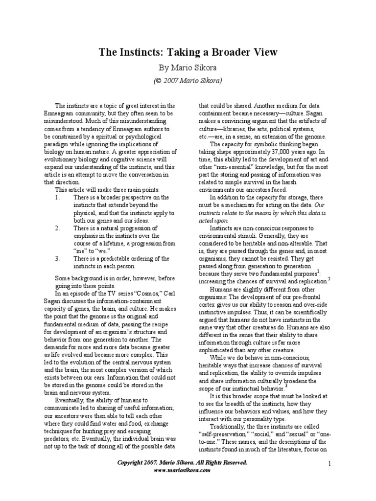 The Instincts. Taking A Broader View | PDF | Meme | Instinct