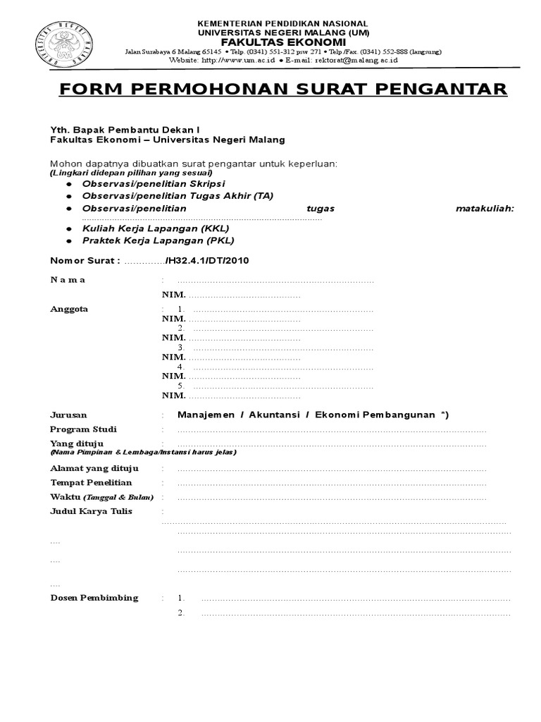 Format Surat Pengantar | PDF