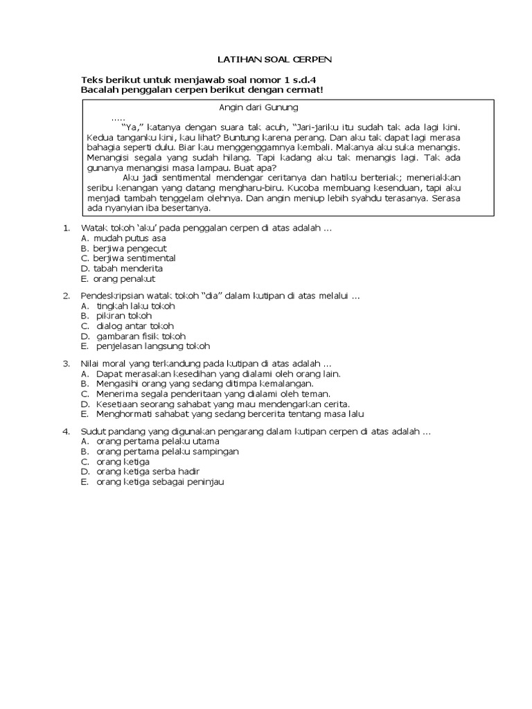 Latihan Soal Cerpen-1 | PDF