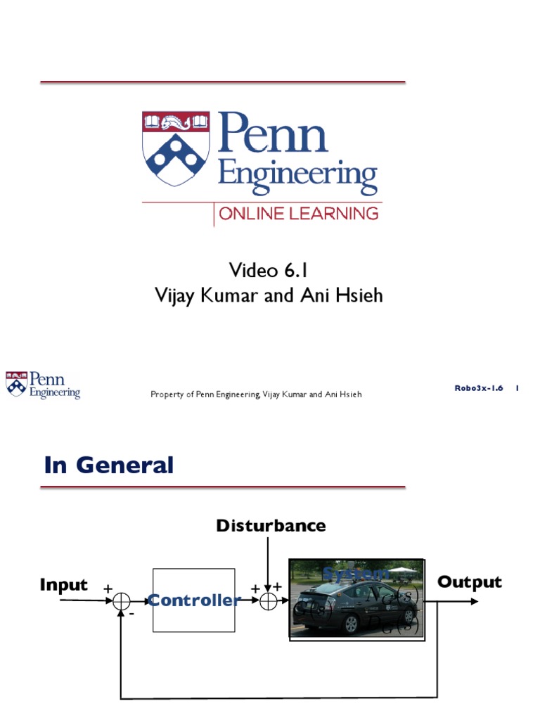 Property of Penn Engineering, Vijay Kumar and Ani Hsieh | PDF | Control ...