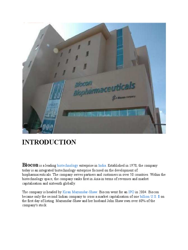 Biocon: Leading Indian Biotechnology Firm | PDF | Life Sciences | Biology